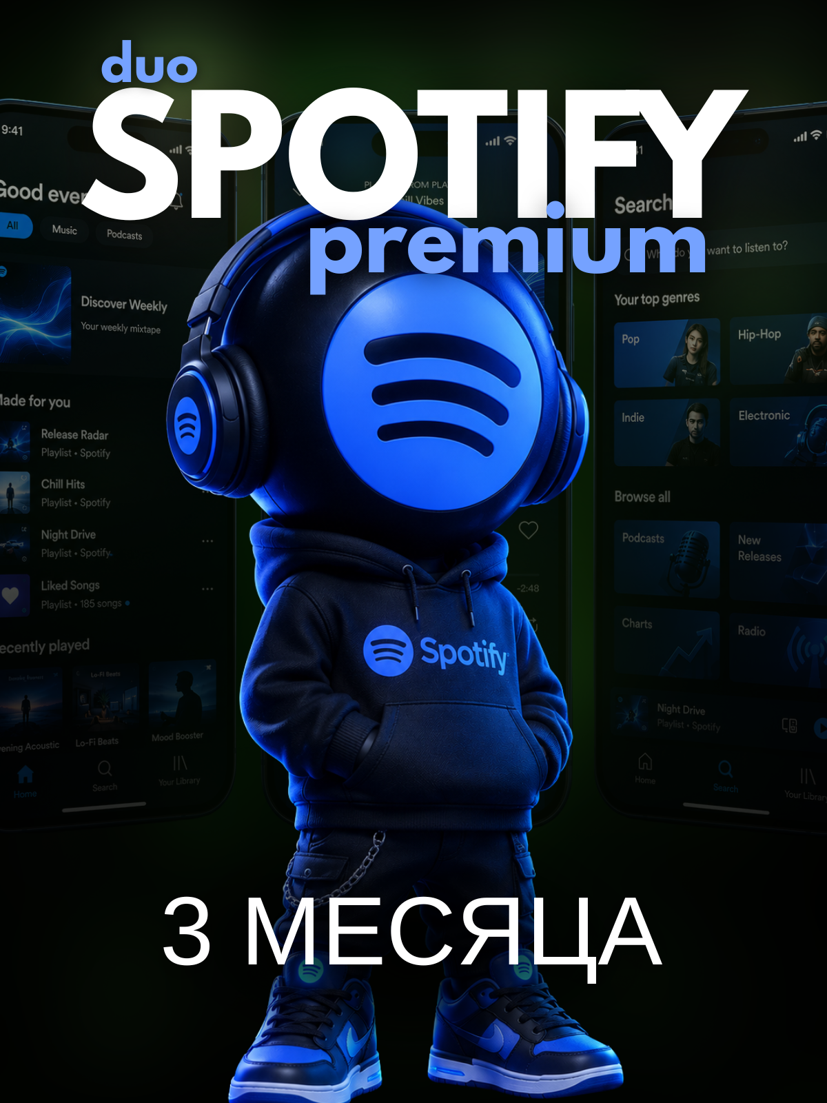 Подписка Spotify Premium DUO на 3 месяца оформление подписки, индивидуальная активация