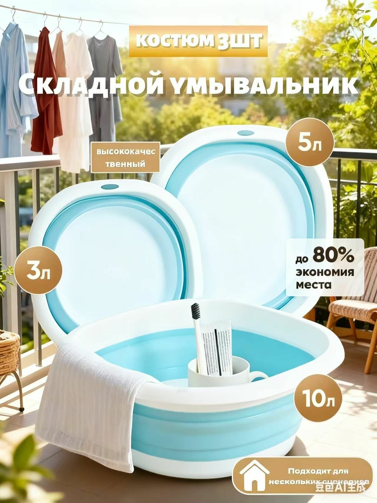 Таз, пластик пищевой (hdpe, pp), 18 л, 1 шт