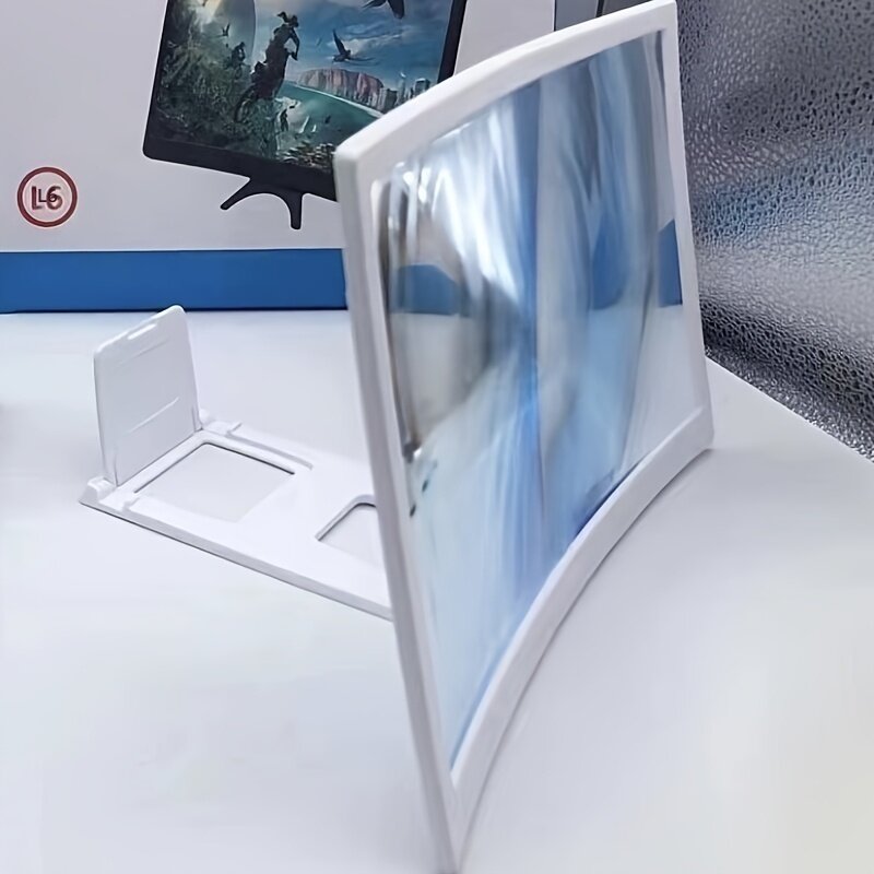 12-дюймовый увеличитель для смартфона и планшета с подставкой и 3D-лупой, HD-усилитель видео, держатель для телефона, белый