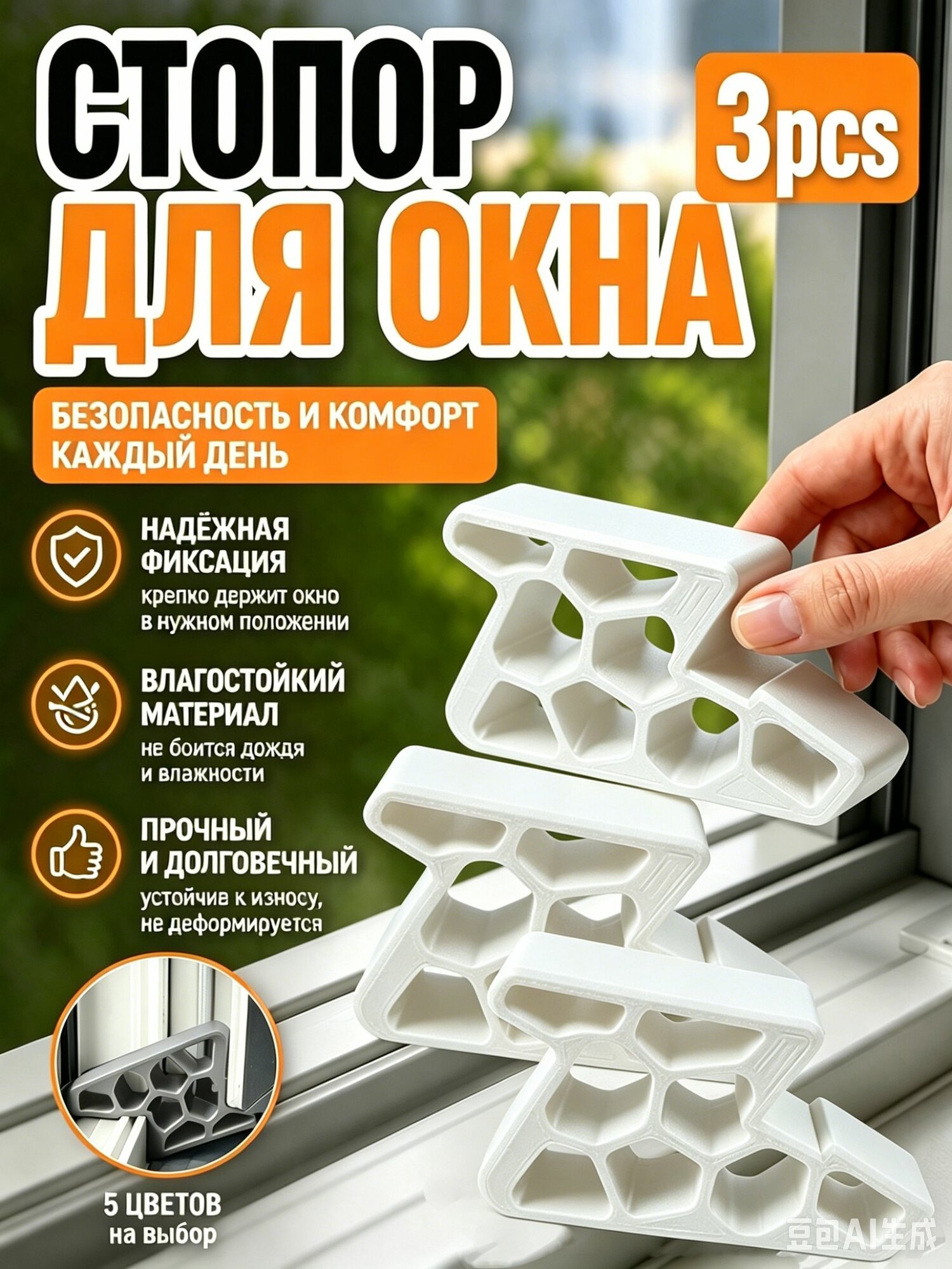 Гребенка - фиксатор ограничитель на окно, фиксатор открытия окна оконный ограничитель проветривания стопор для окна