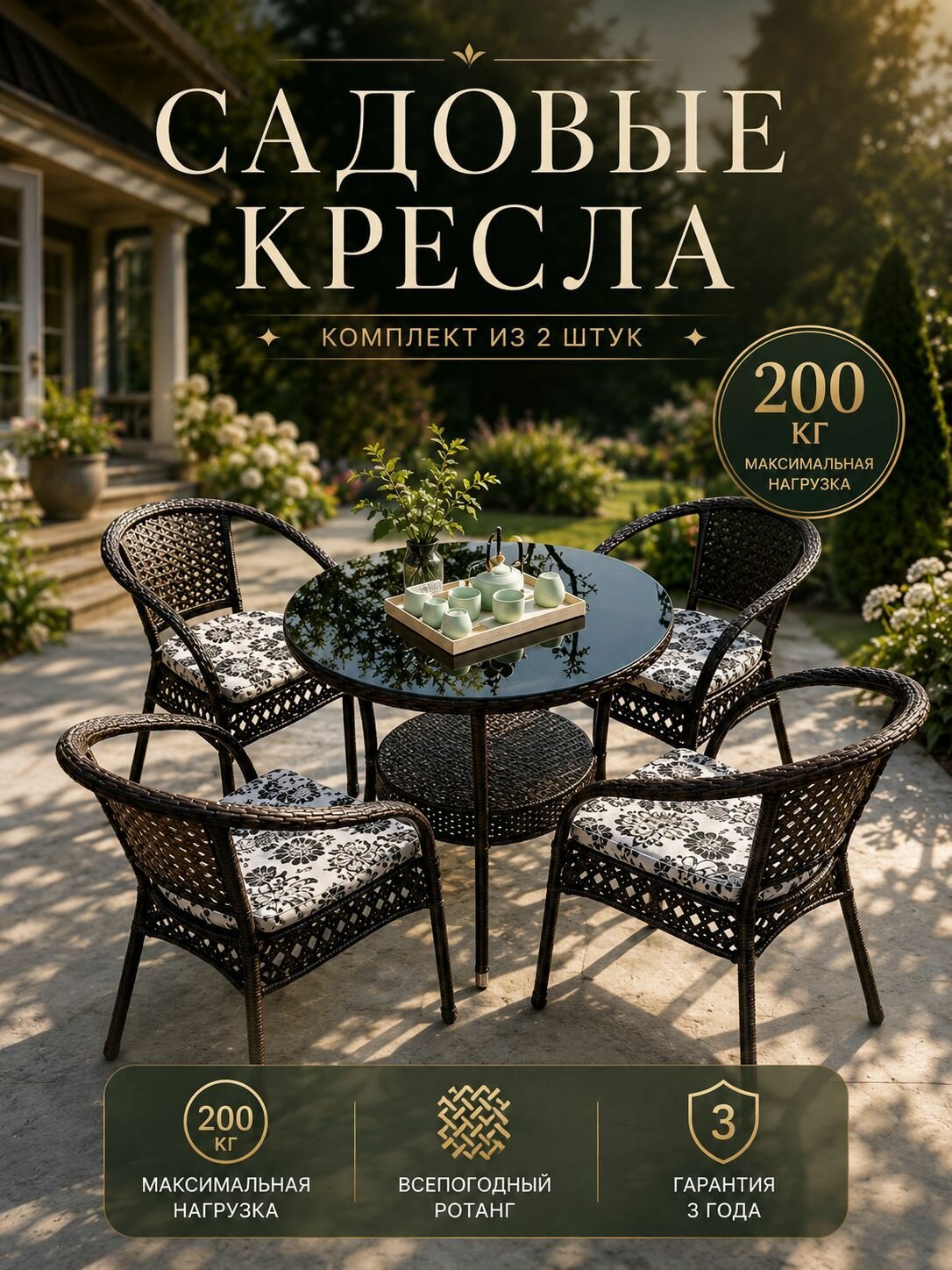 Садовый стул, Металл, 66х57х78 см, 2 шт