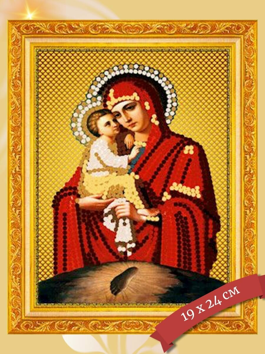 Алмазная мозаика (размер 15х20 см с подставкой и рамкой) Икона "Почаевская Божья Матерь"