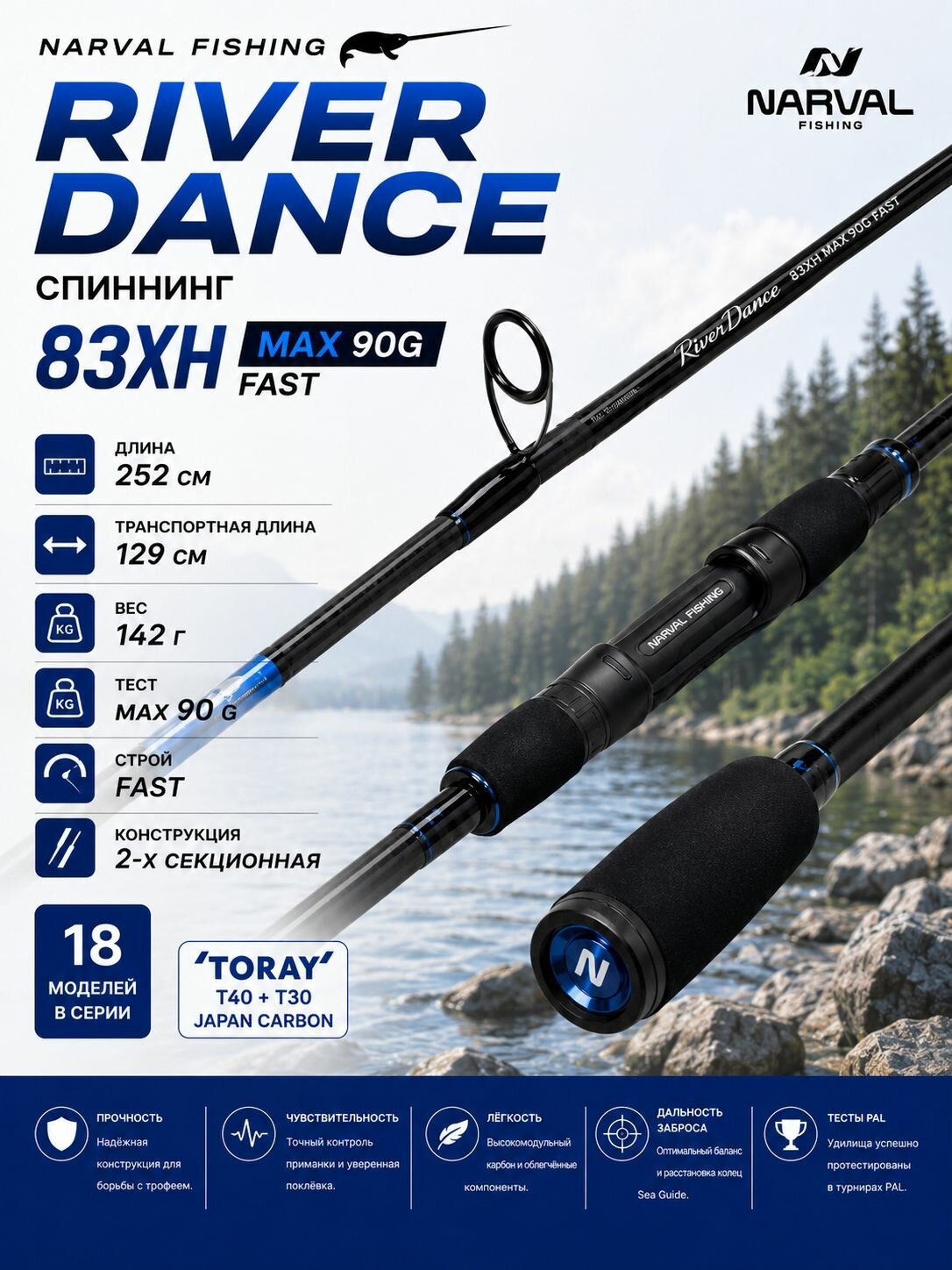 Спиннинг Narval Fishing River Dance 83XH max 90g Fast