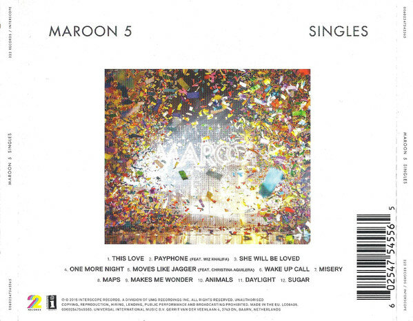 Аудио CD Maroon 5 "Singles" CD (EU) NEW — фото 1