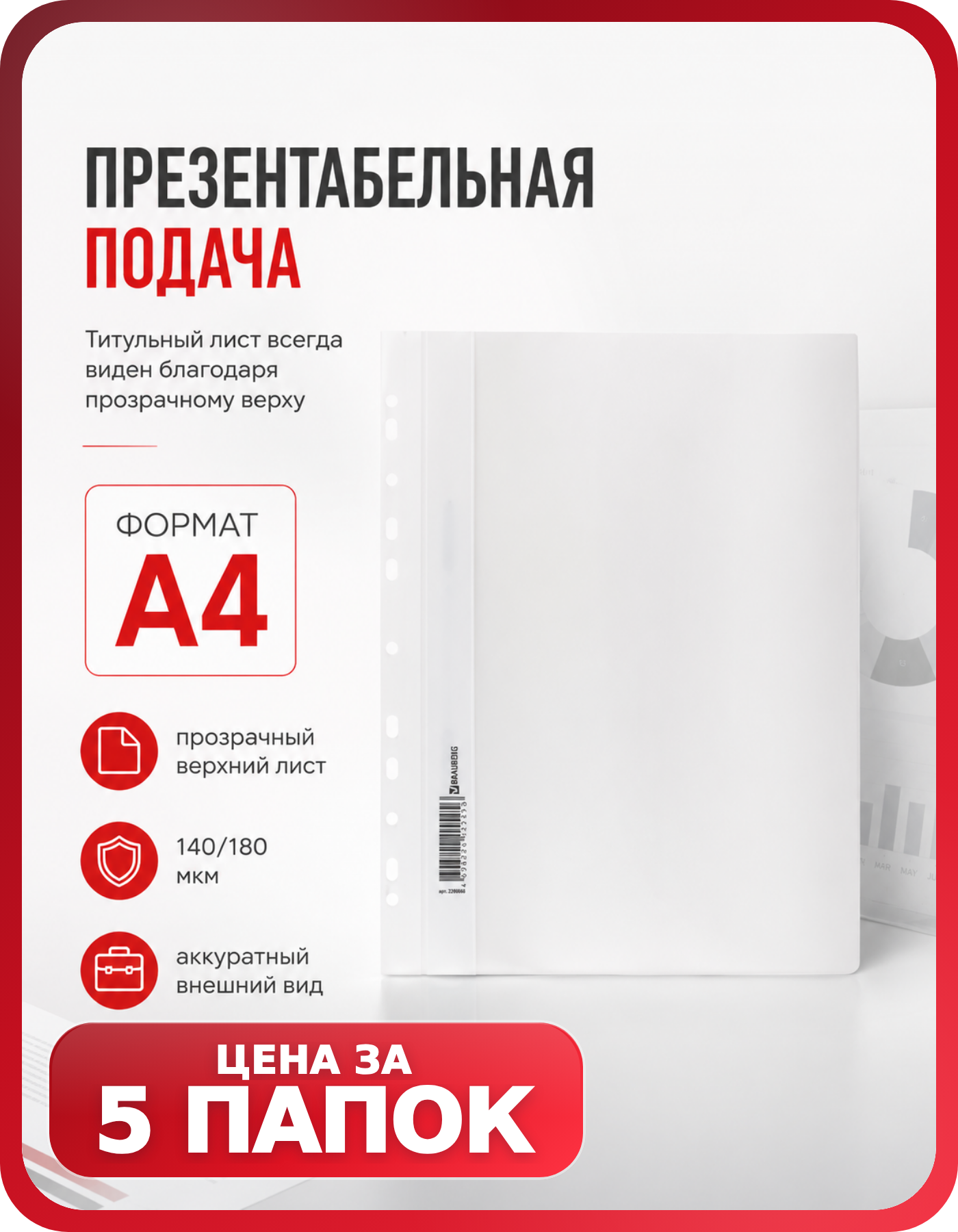 Папки для систематизации документов А4, 5 шт.