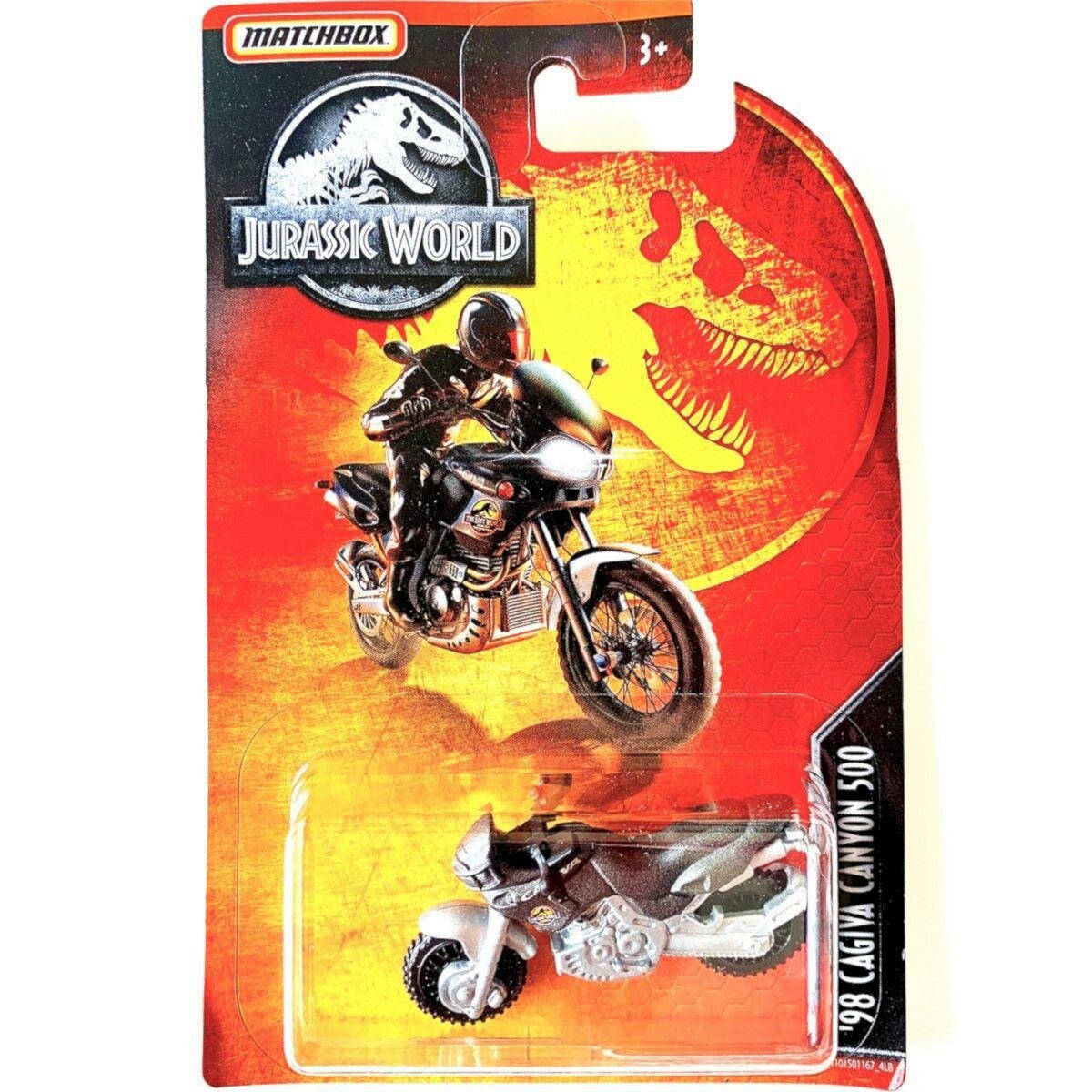 Машинка Matchbox Jurassic World 1/64 car model 98 Cagiva Canyon 500