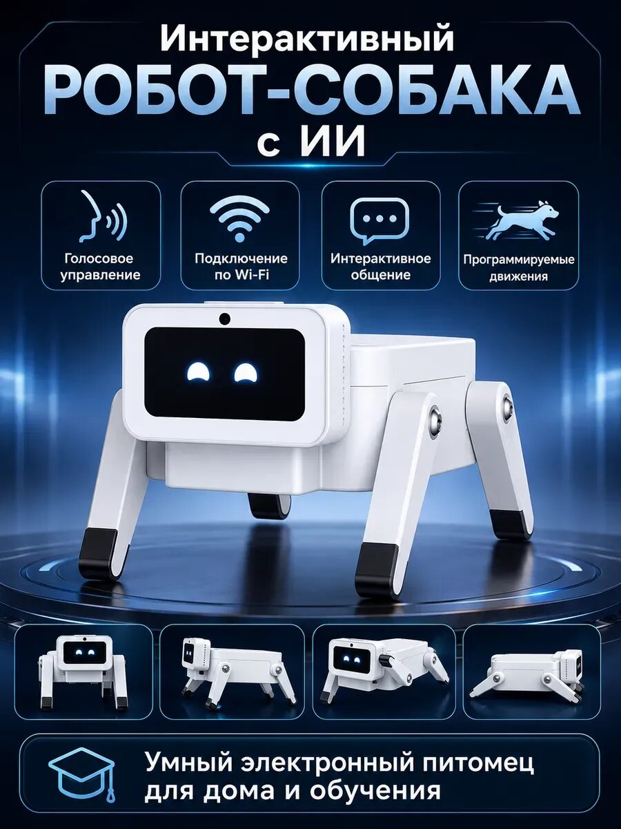 Интерактивный робот-собака с ИИ, голосом и Wi-Fi
