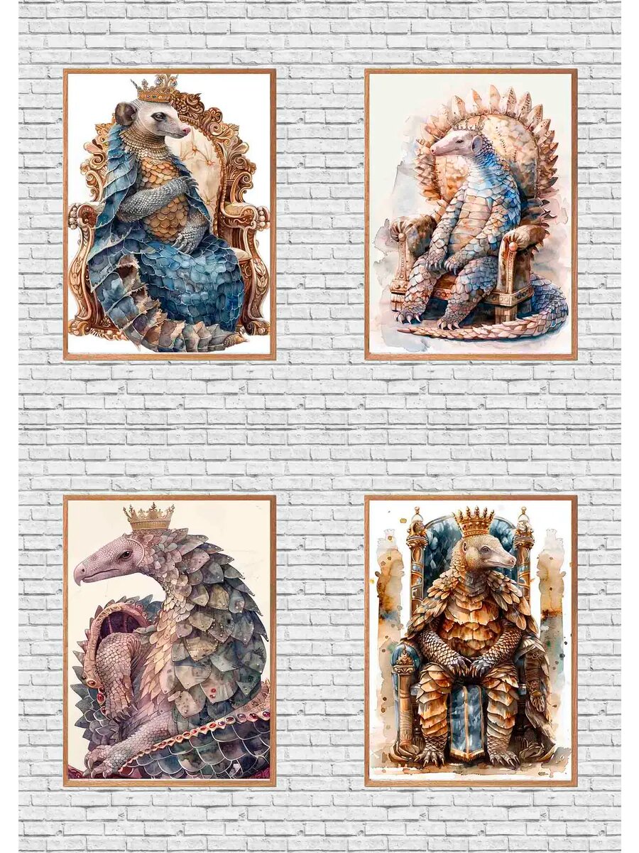 Животное-ящер, королева Англии, 4 Плаката, 30x21см