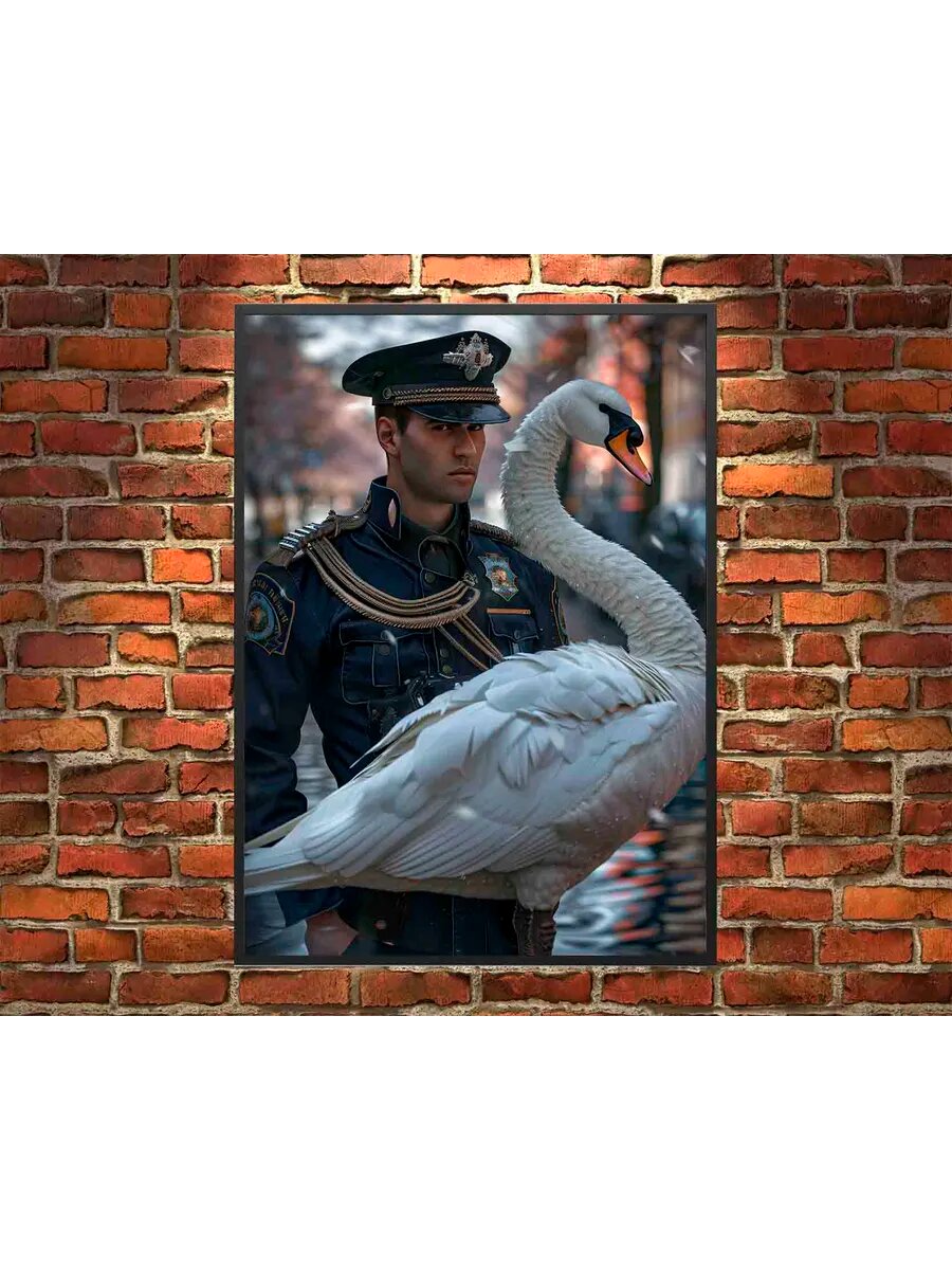 Лебедь-птица-полицейский 3, Плакат 30x42см
