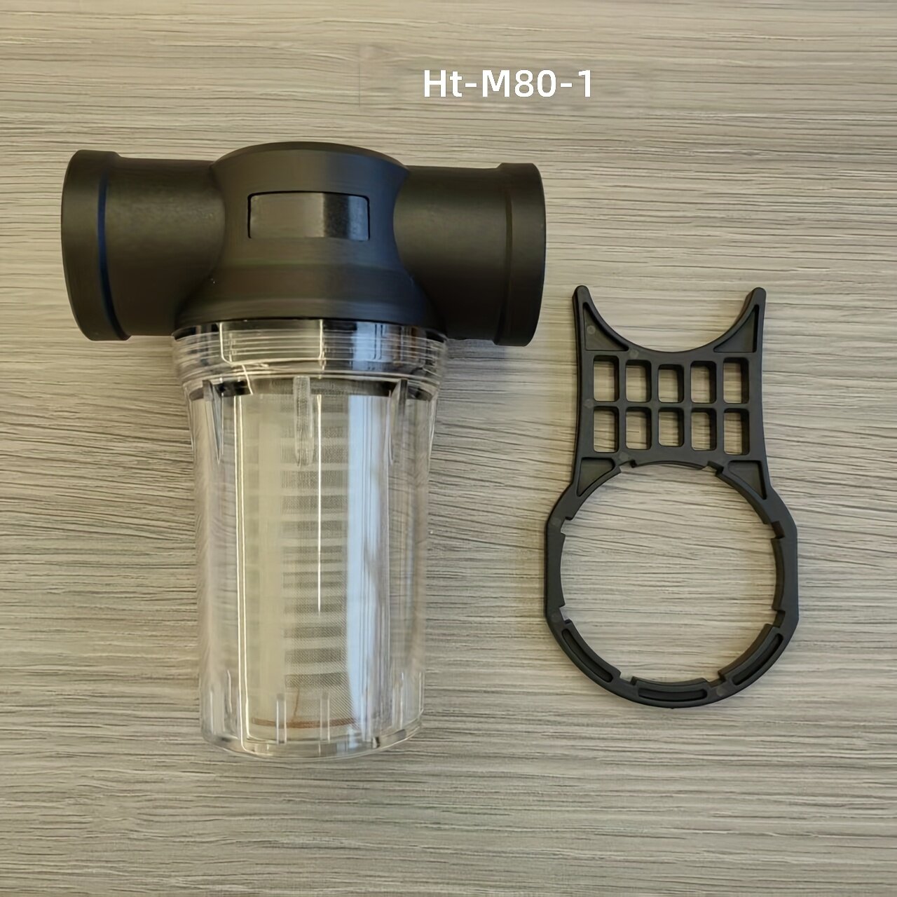 Предварительный фильтр для водяного насоса с наружной резьбой 1/2", 3/4", 1", корпус из ПВХ, сетка 40 меш, черное покрытие, модель HT-M80-1