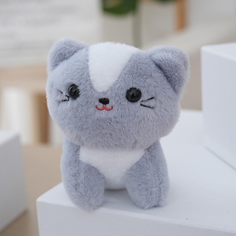 Плюшевая игрушка кошка серого цвета, реалистичная мягкая фигурка с большими глазами для собак и кошек