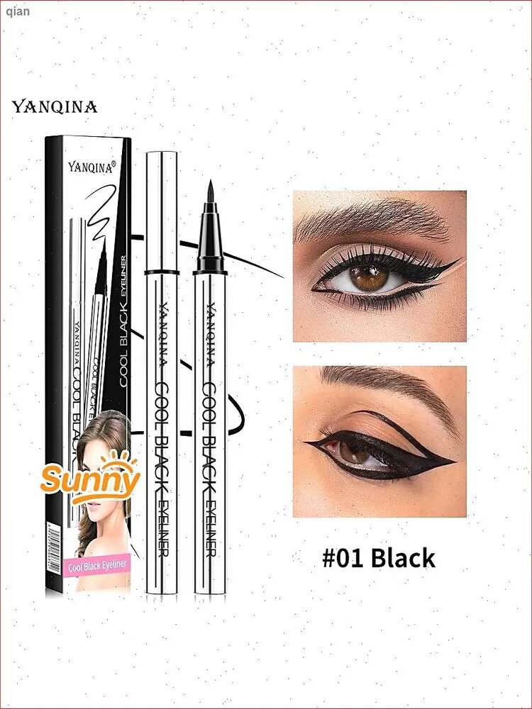 Таиландская жидкая подводка для глаз Thai Cosmetics Silver Tube Cool Black Eyeliner - быстросохнущая, с натуральным оттенком, устойчивая к поту и размазыванию.