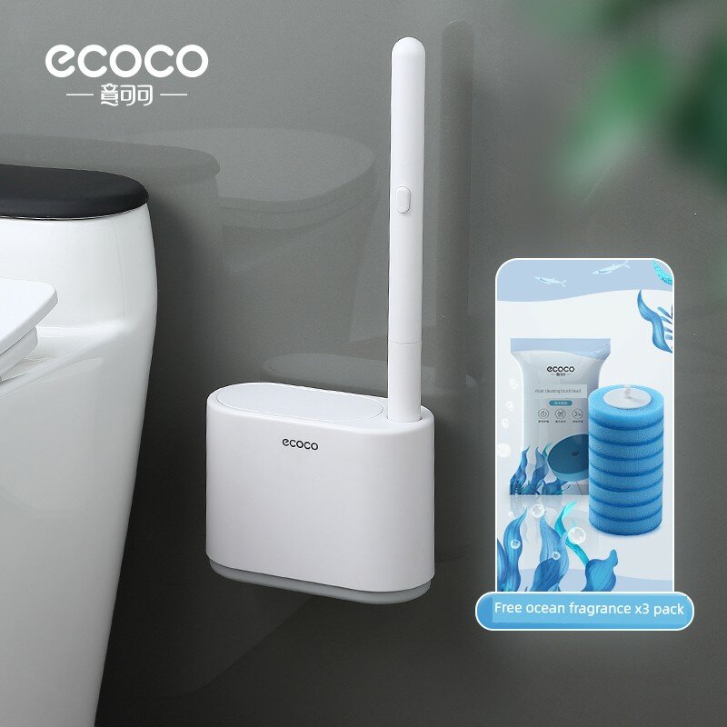 Ecoco Настенный унитазный щетка с ароматом океана, 24 насадки (3 упаковки) - улучшенный серый