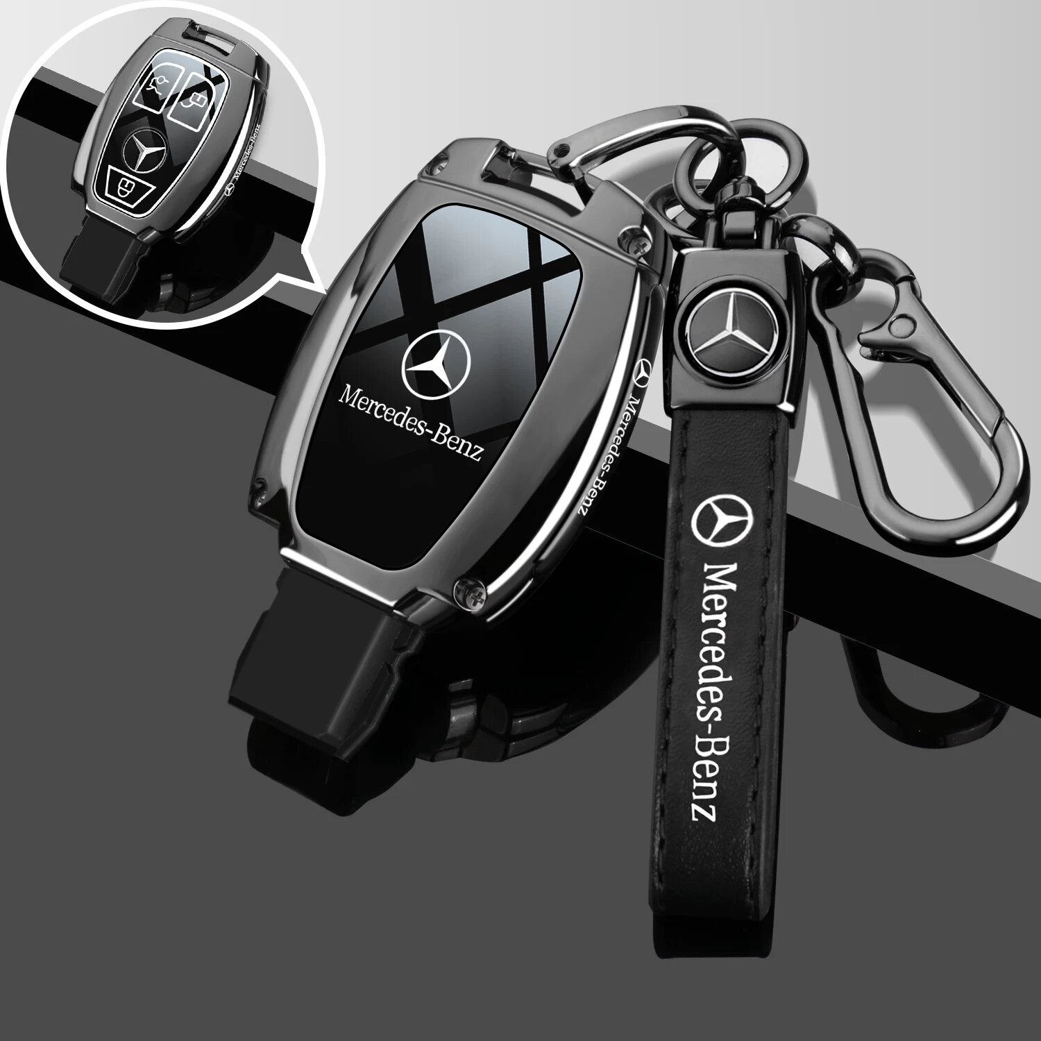 Ключевой браслет для Mercedes A-класса с глянцевым металлическим логотипом и шнурковым креплением для автомобильных