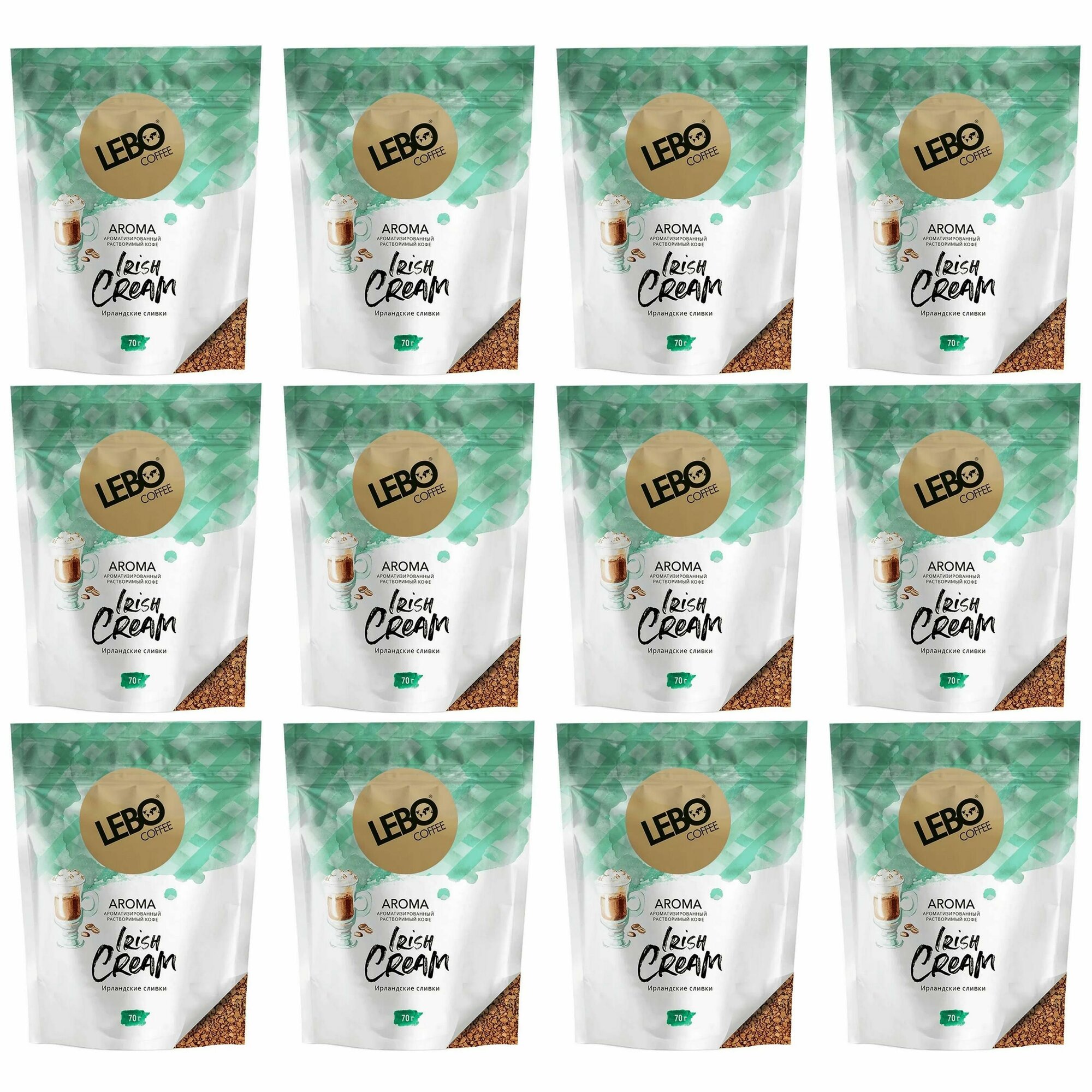 Lebo Кофе растворимый Aroma Irish Cream, сублимированный, 70 г, 12 шт в коробке