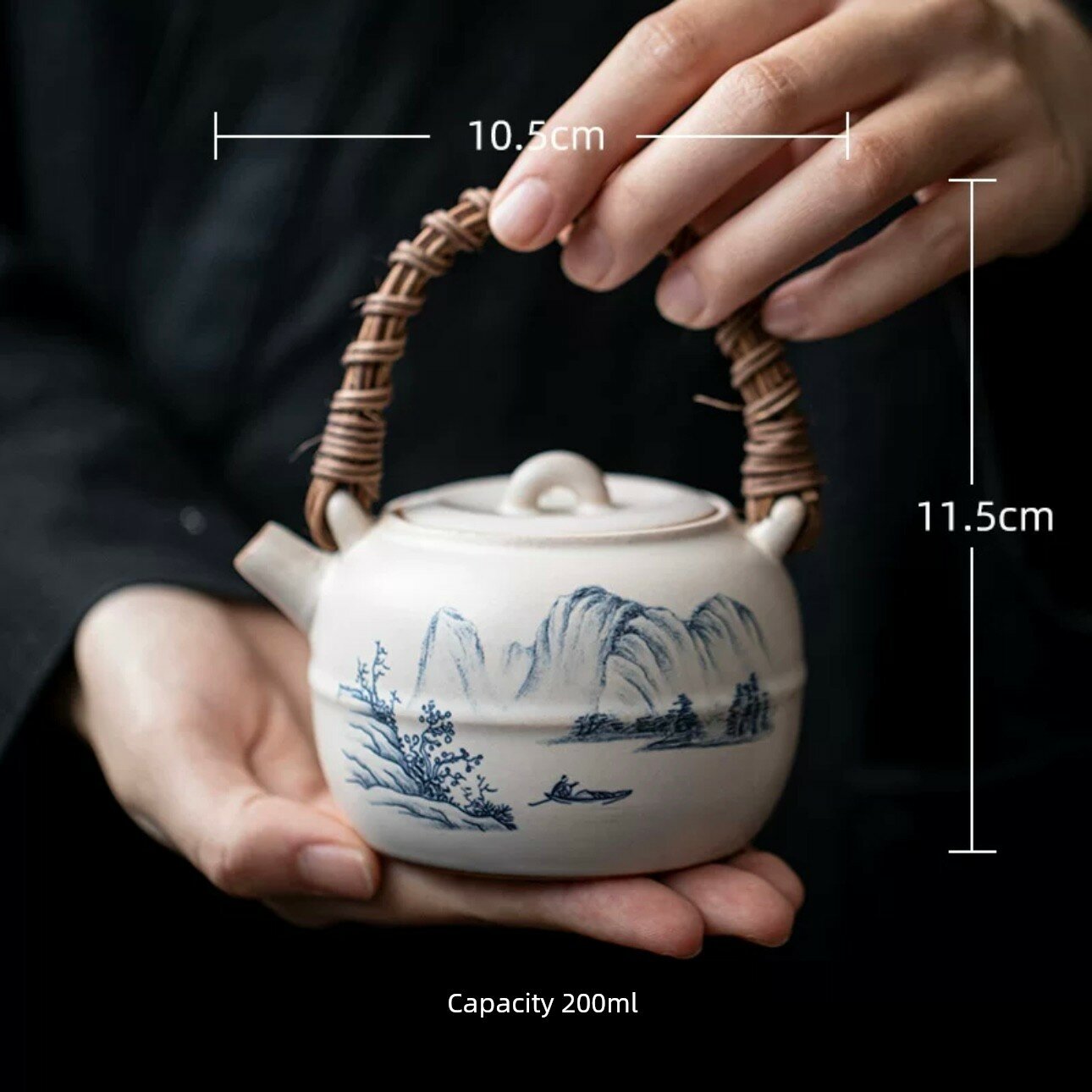 Керамическая чайная кружка с пейзажным рисунком, с ручкой для домашнего алкогольного нагревателя