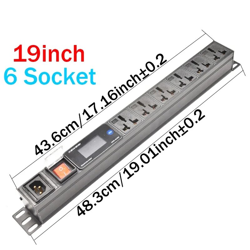 PDU блок питания 19 дюймов с измерителем электроэнергии EU Plug 1.5m Wire, Universal 16A Socket