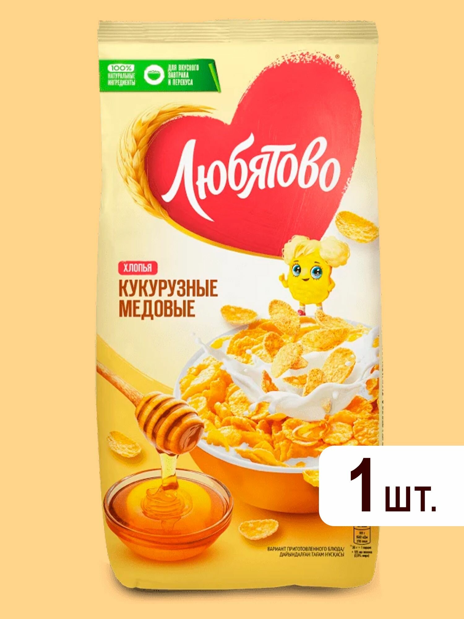 Хлопья кукурузные медовые, Любятово, 250г