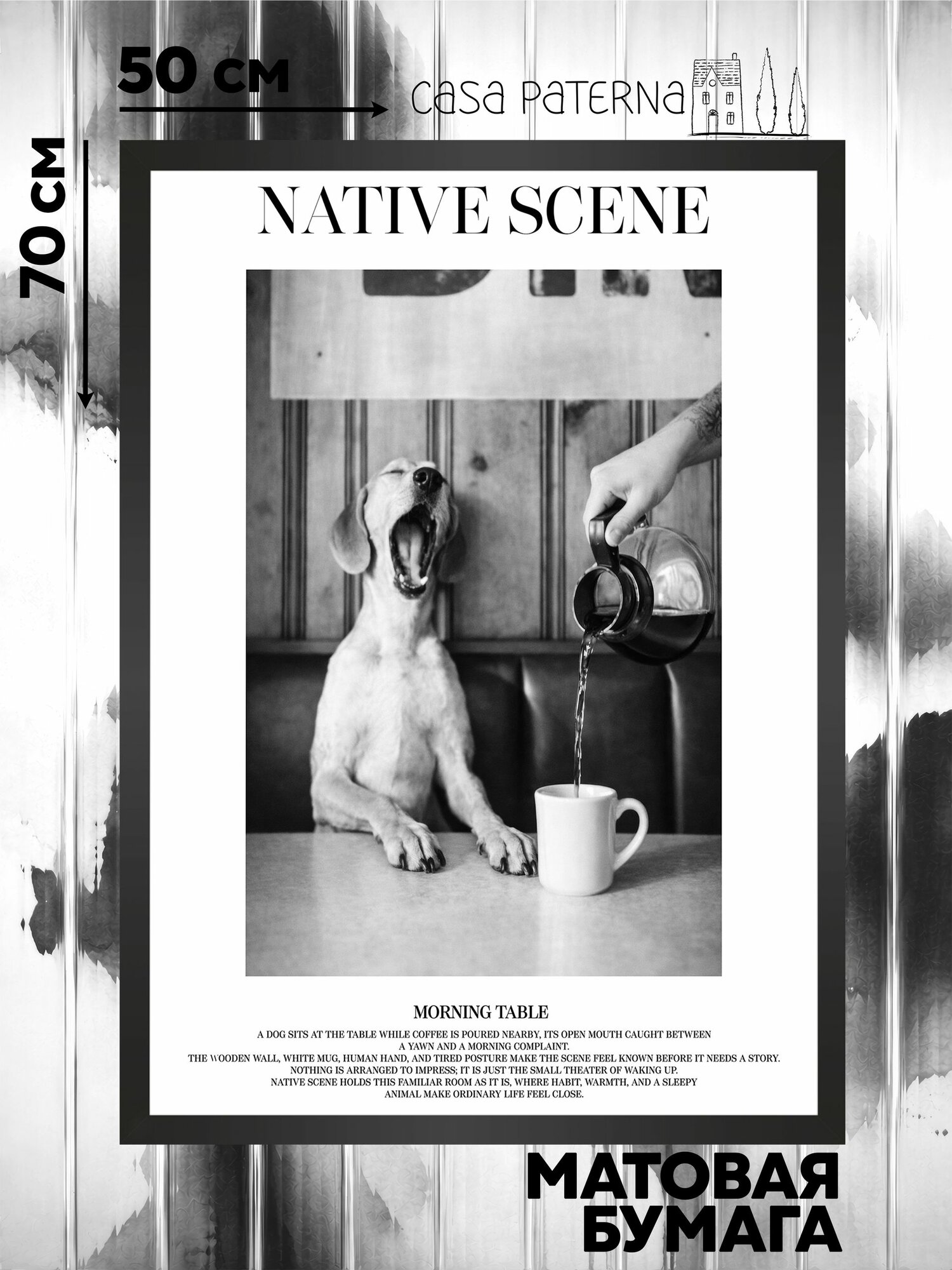 Постер на стену 50х70 Native Scene #1, черно-белая фотография для интерьера, чб без рамки Casa Paterna