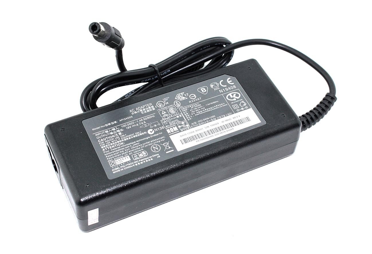 Блок питания (зарядка) для для ноутбука Toshiba M40, A200, L300, L350, A300, L650 19V. 4.74A. 90W. 5.5х2.5 с кабелем тип VB
