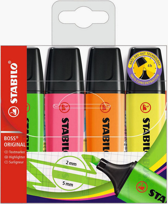 Набор текстовыделителей STABILO BOSS ORIGINAL, 4 цвета