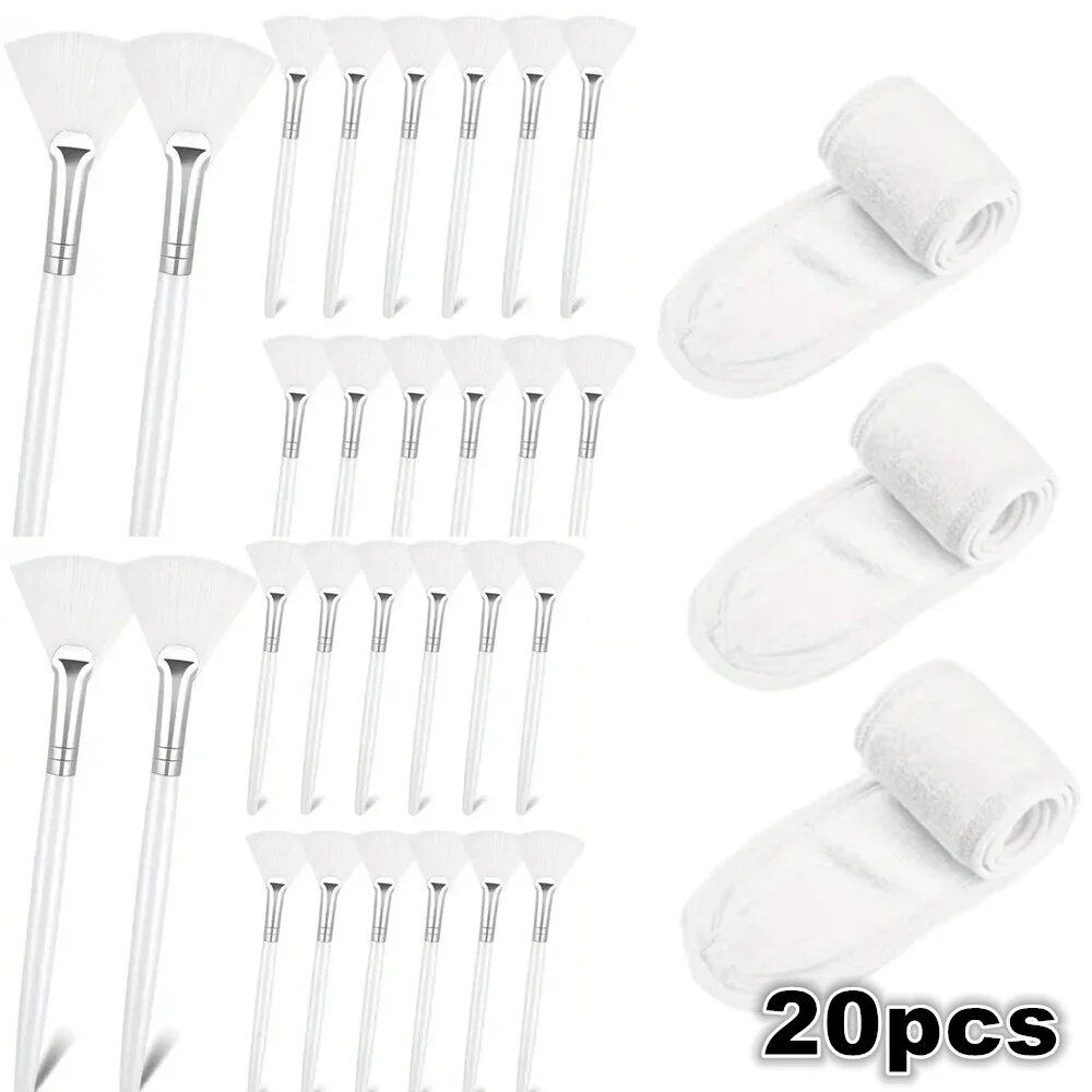 Кисть-веер для лица 10/20/50 шт. 20pcs brush-white