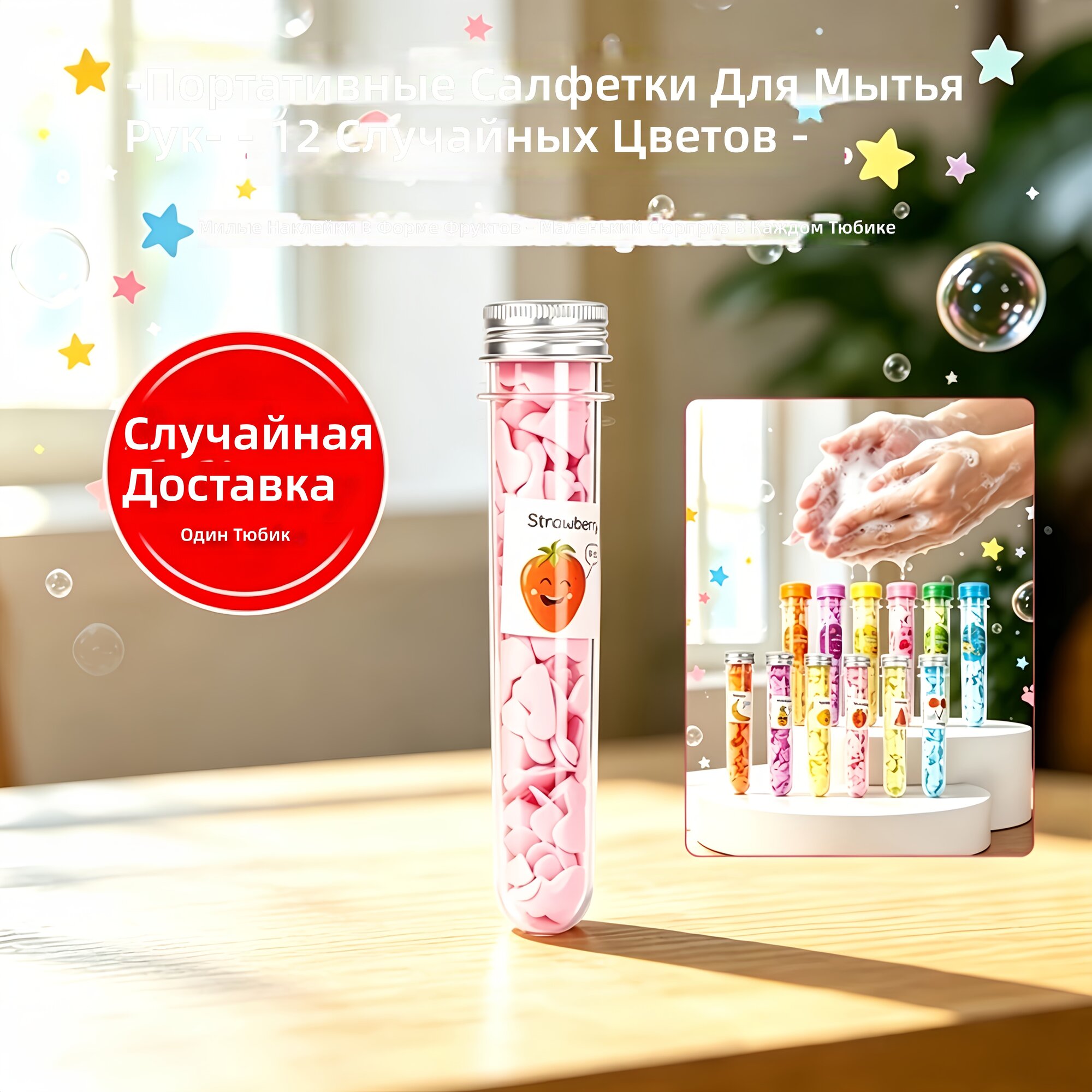 Портативные таблетки для мытья рук в виде цветов со вкусом фруктов, одноразовые, 1 шт.