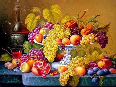 Алмазная мозаика "Натюрморты с фруктами" 50X70 см Полная выкладка алмазов
