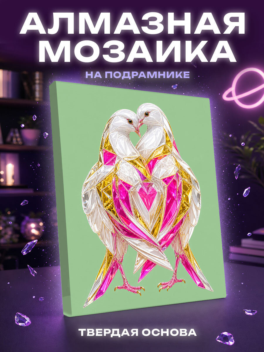 Алмазная мозаика Хрустальный союз белых голубей