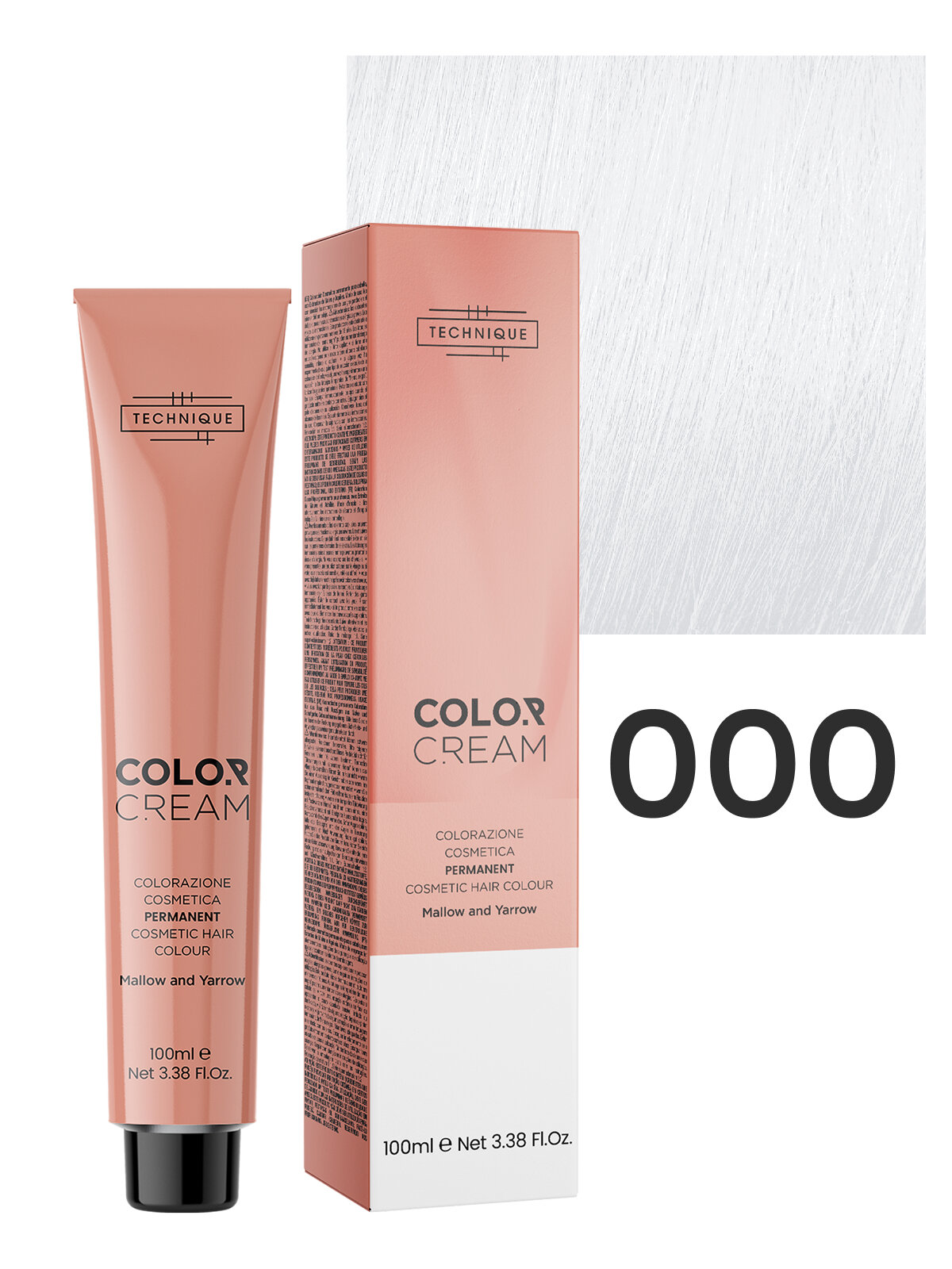 Крем - краска для осветления волос профессиональная Technique Color Cream Permanent Cosmetic Hair Colour 000 Суперосветляющий белый, 100 мл
