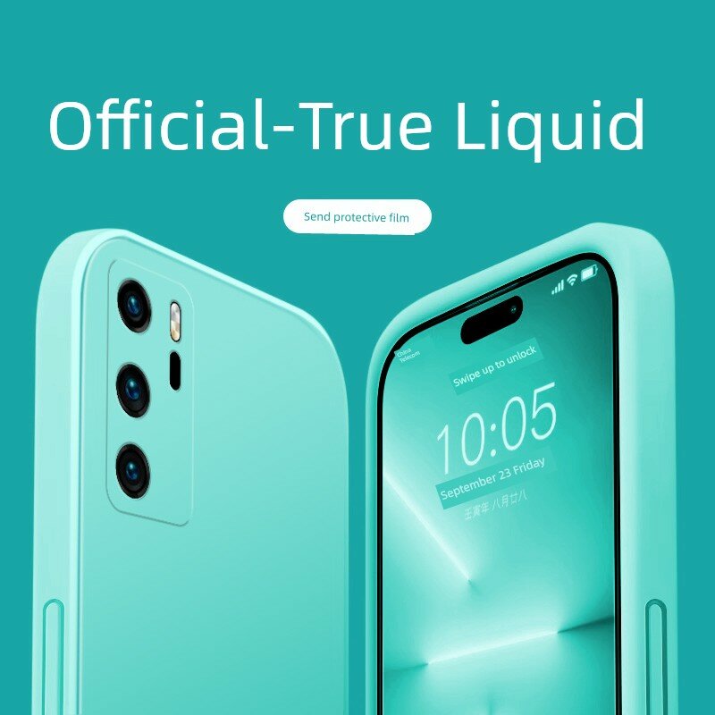 Чехол для Huawei P40 Pro в цвете пал-сайан с защитной пленкой - ударопрочный силиконовый легкий дизайн