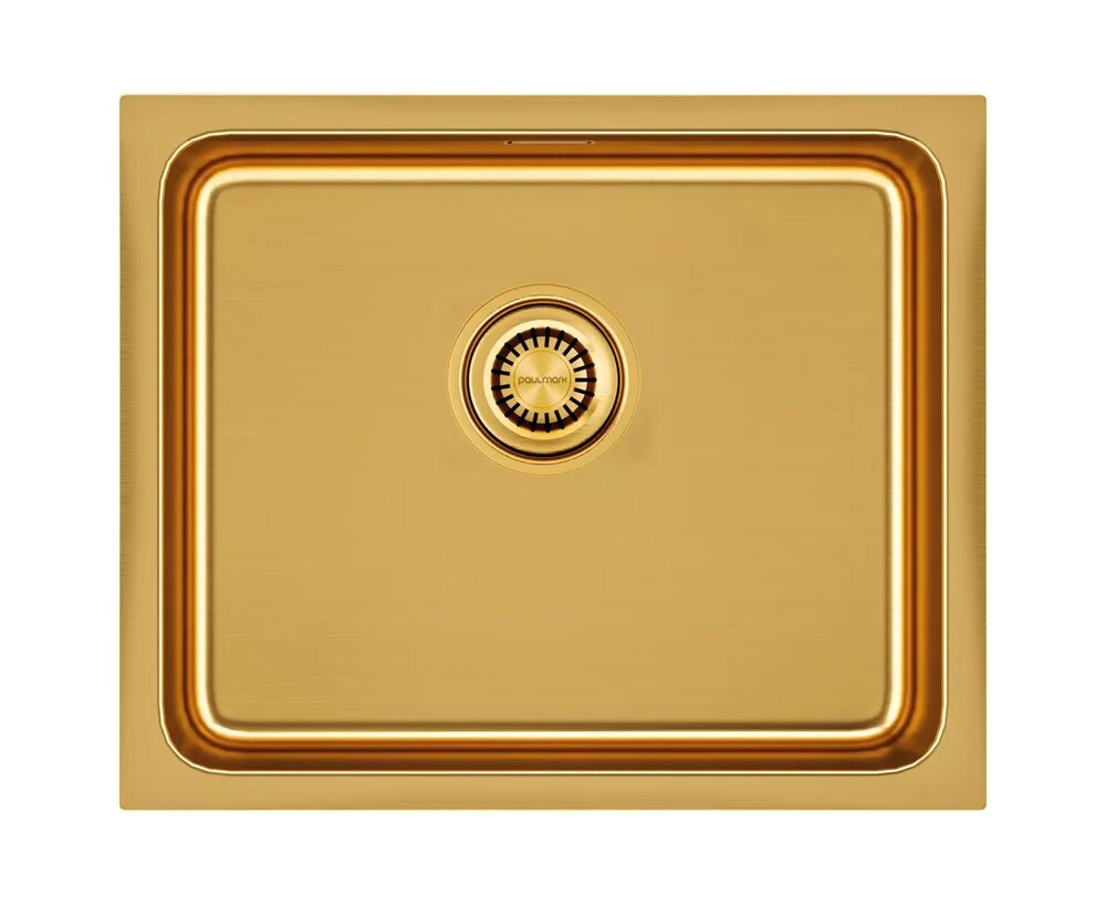 Мойка кухонная Paulmark Vista PM305444-BG металлическая, 54x44, прямоугольная, мойка для кухни, под столешницу, золотая
