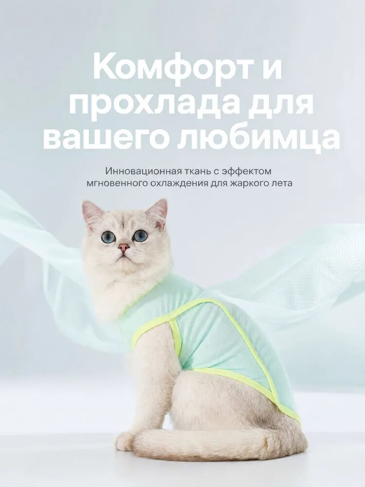 Охлаждающая спортивная попона, светло-зелёная, для кошек и собак, защита от солнца и линьки, S