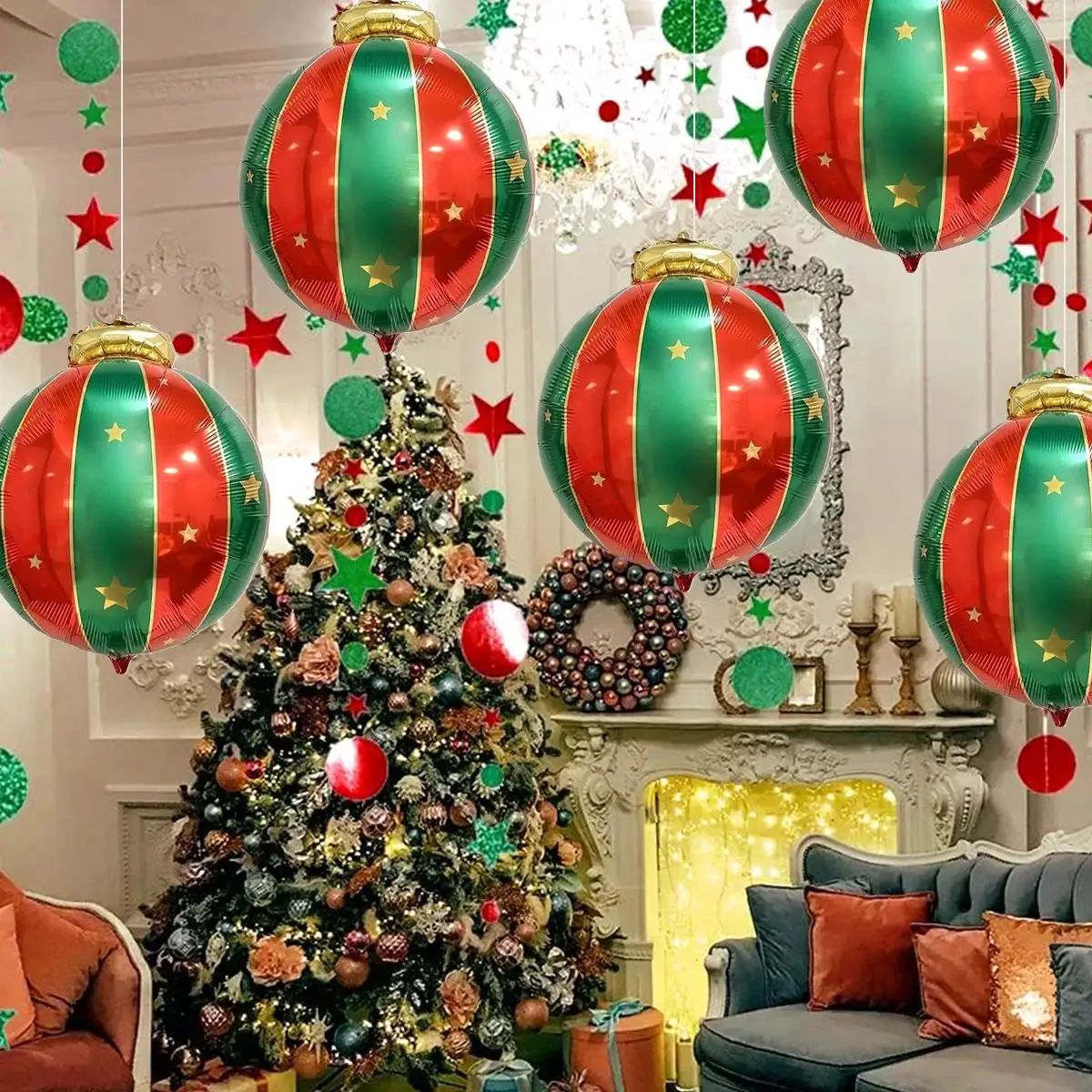 Воздушные шары из алюминиевой фольги для новогодних и рождественских украшений, 5 штук, 70 см