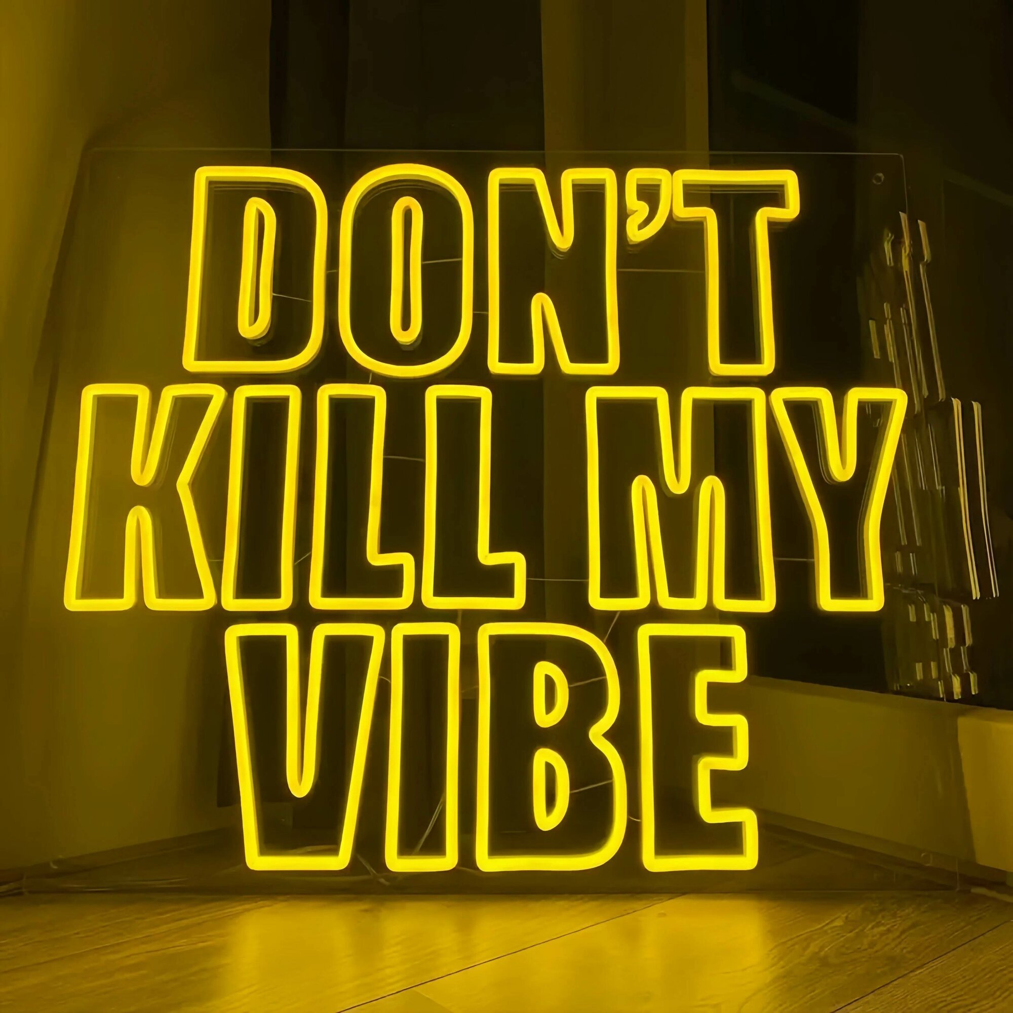 Неоновая вывеска с надписью DON'T KILL MY VIBE, жёлтая, 8 дюймов, 3 строки по 4 буквы, питание от USB, настенный декор для вечеринок, свадьбы, спальни, кафе и бара