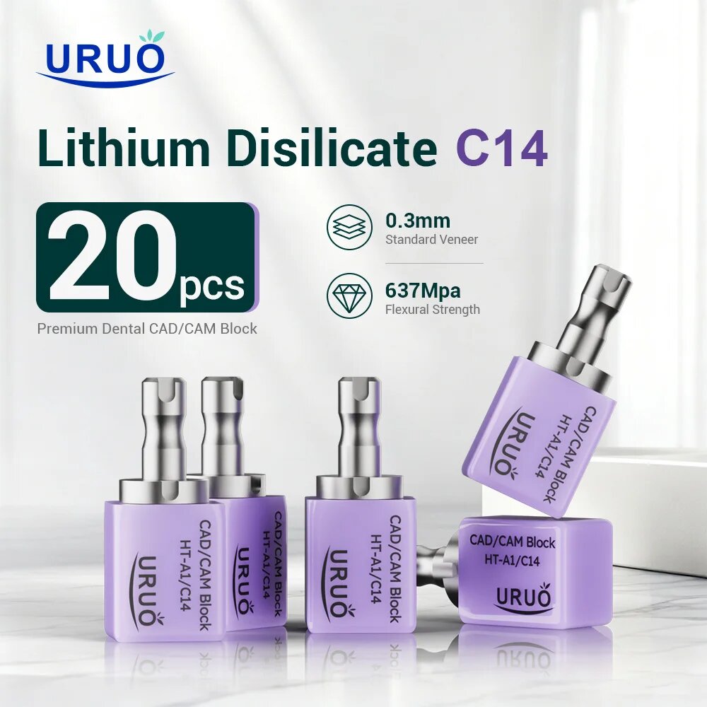 Блоки дисиликата лития C14 URUO для CAD/CAM 20 шт. 20PCS-C14-LT, A2