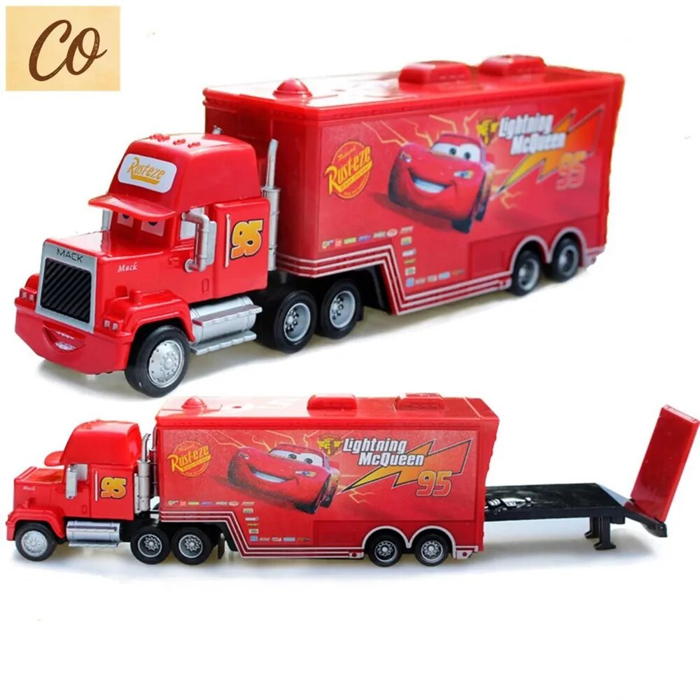 Игрушечная машинка Mack трейлер Молнии МакКуина "Тачки", красный — фото 1