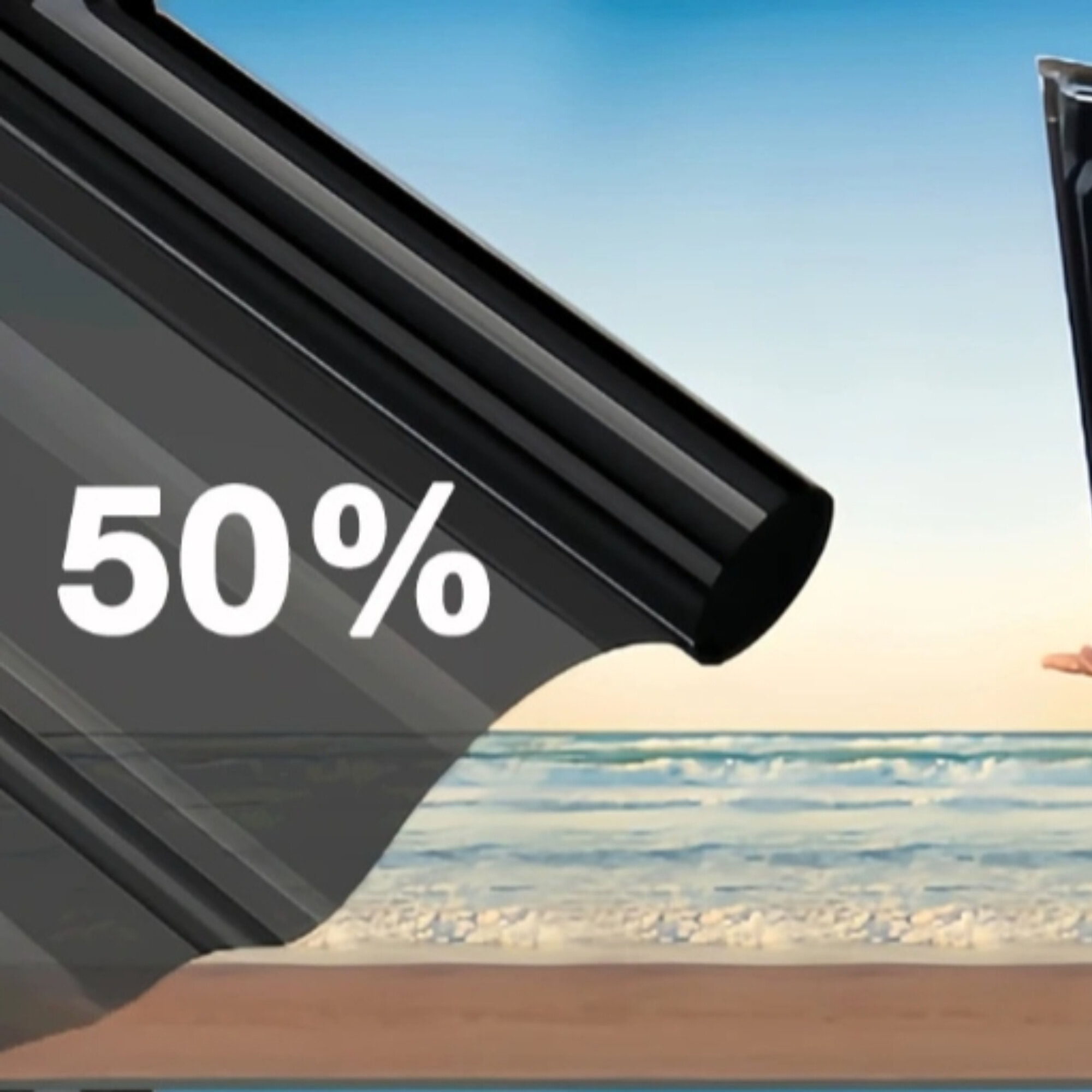 Черная тонировочная пленка для автостекол с пропусканием света 50%, 21,65 x 39,37 дюйма
