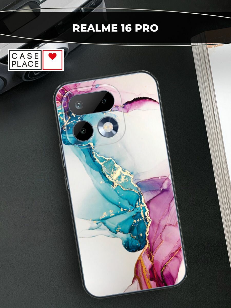 Чехол на Realme 16 Pro / Реалме 16 Про с принтом Розовые разводы рисунок
