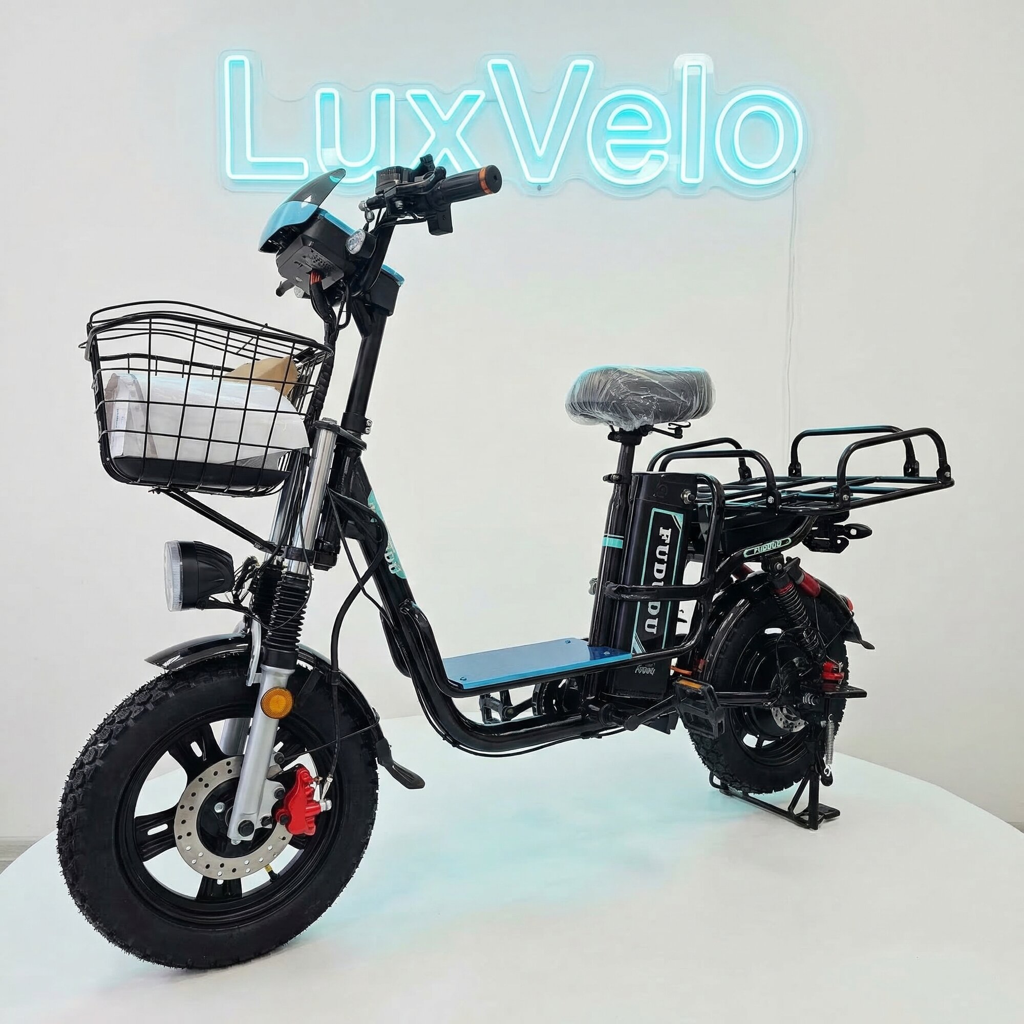 Электроскутер FUDUDU A1 800W, 60V/21Ah, 16 дюймов колеса черно-синий