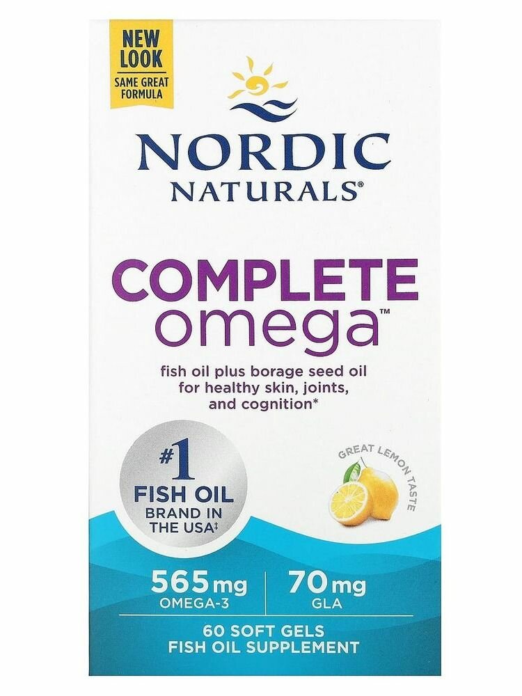 Добавка Complete Omega, лимон, 60 мягких таблеток, Nordic Naturals