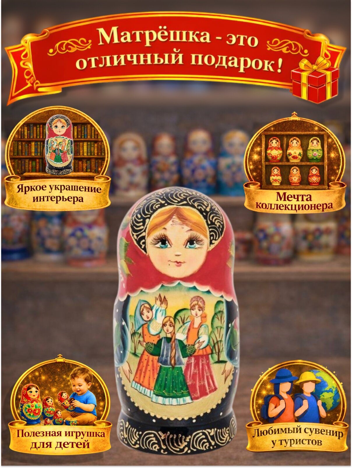 Матрешка Три девицы — фото 1