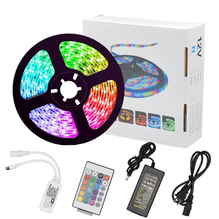5 метров водонепроницаемая RGB светодиодная лента с Wi-Fi управлением, 150 светодиодов/м, источник питания 12В 5А,