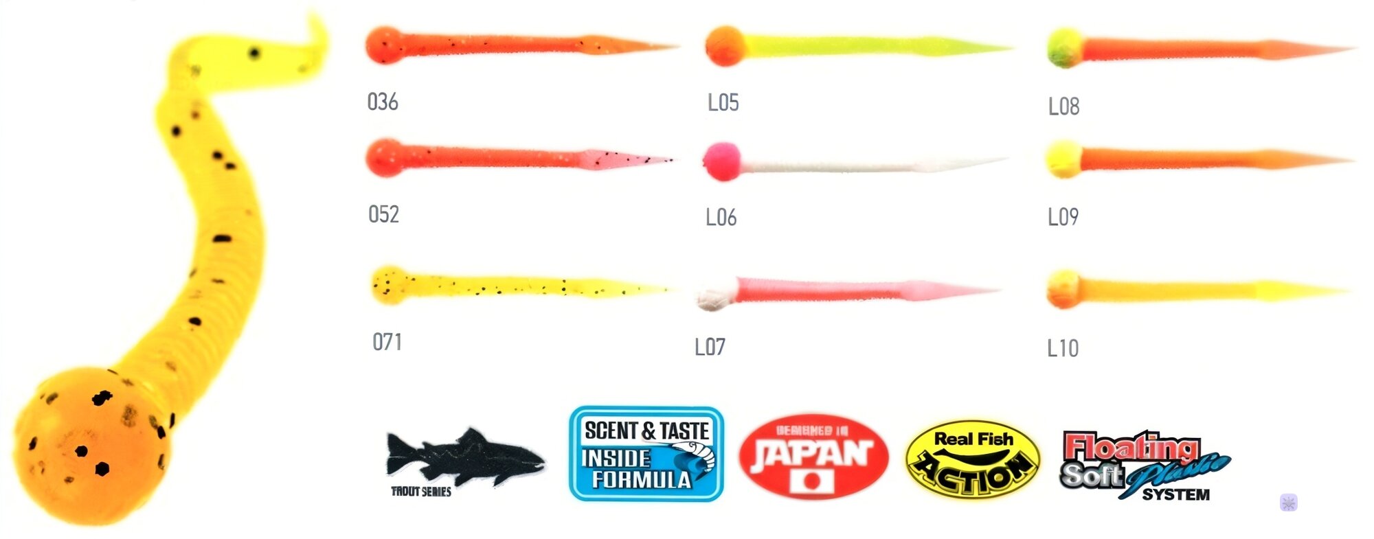 Слаги плавающие Lucky John Pro Series FLOATING TROUT SLUG 2.5in (06.35)/L10 10шт.