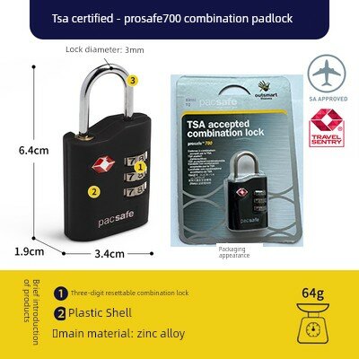 Prosafe 700 замок для чемоданов, TSA-сертифицированный, надежный аксессуар для багажа