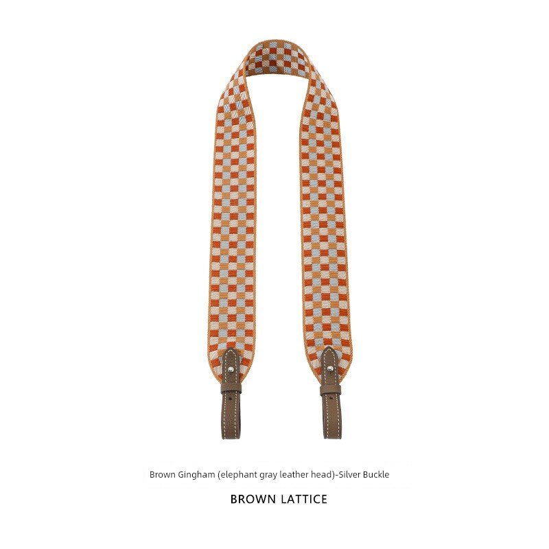 Женский холщовый ремень для Hermes Lindy 26 с коричневой клеткой и серебряной пряжкой, длина 100 см