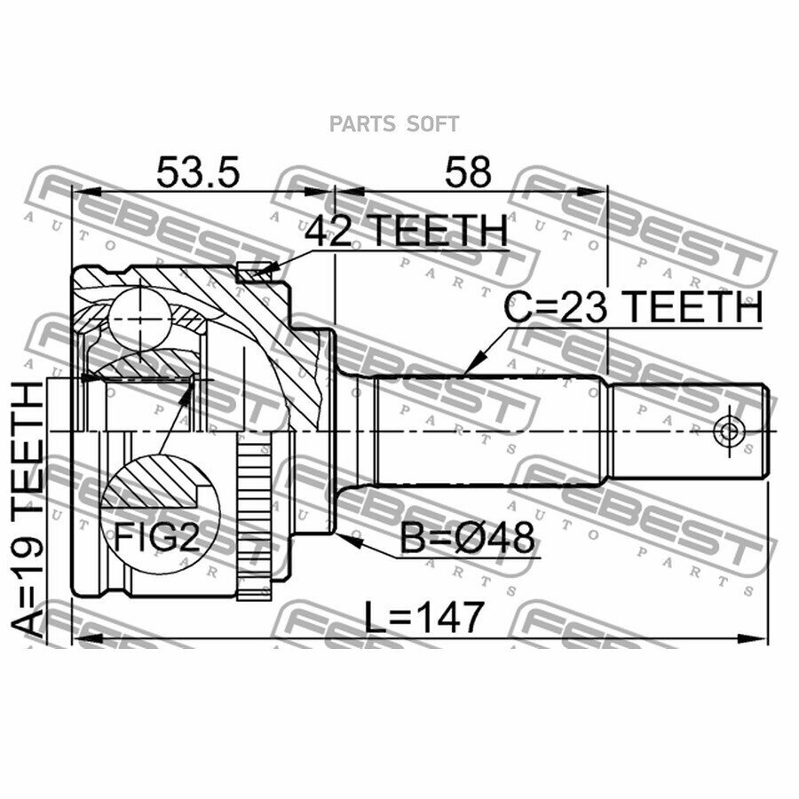 FEBEST 0210-043A42 ШРУС наружный 19x48x23 (NISSAN MICRA MARCH K11 1992-2002) FEBEST