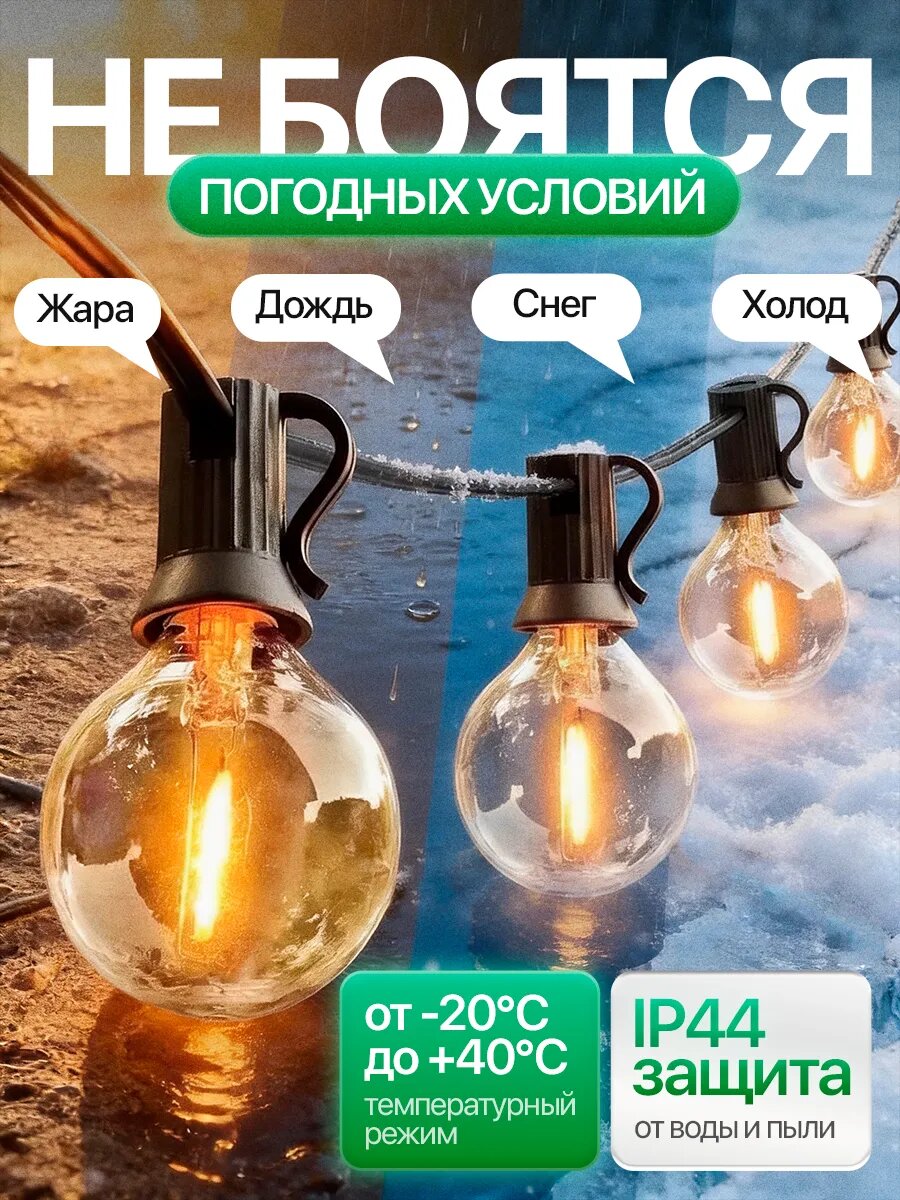 Гирлянда LIGHTINGTON, уличная, с фигурными насадками, контроллер, лампы накаливания — фото 1