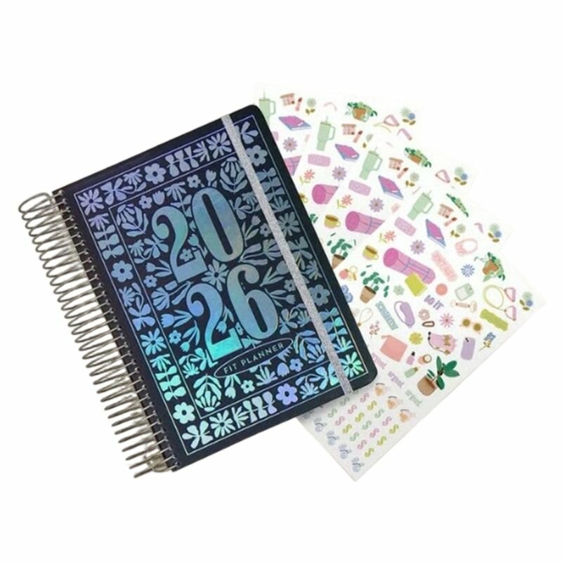 (1 шт.) Ежедневник "Фитнес-планировщик на 2026" чёрный