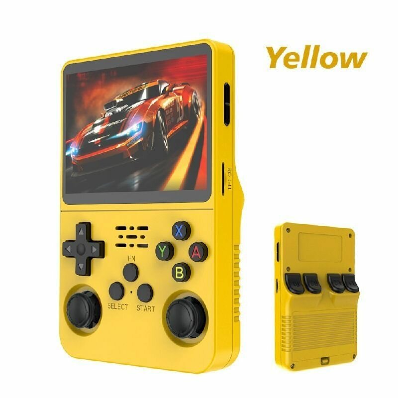 Игровая портативная мини консоль R36S с джойстиками 128G, желтый